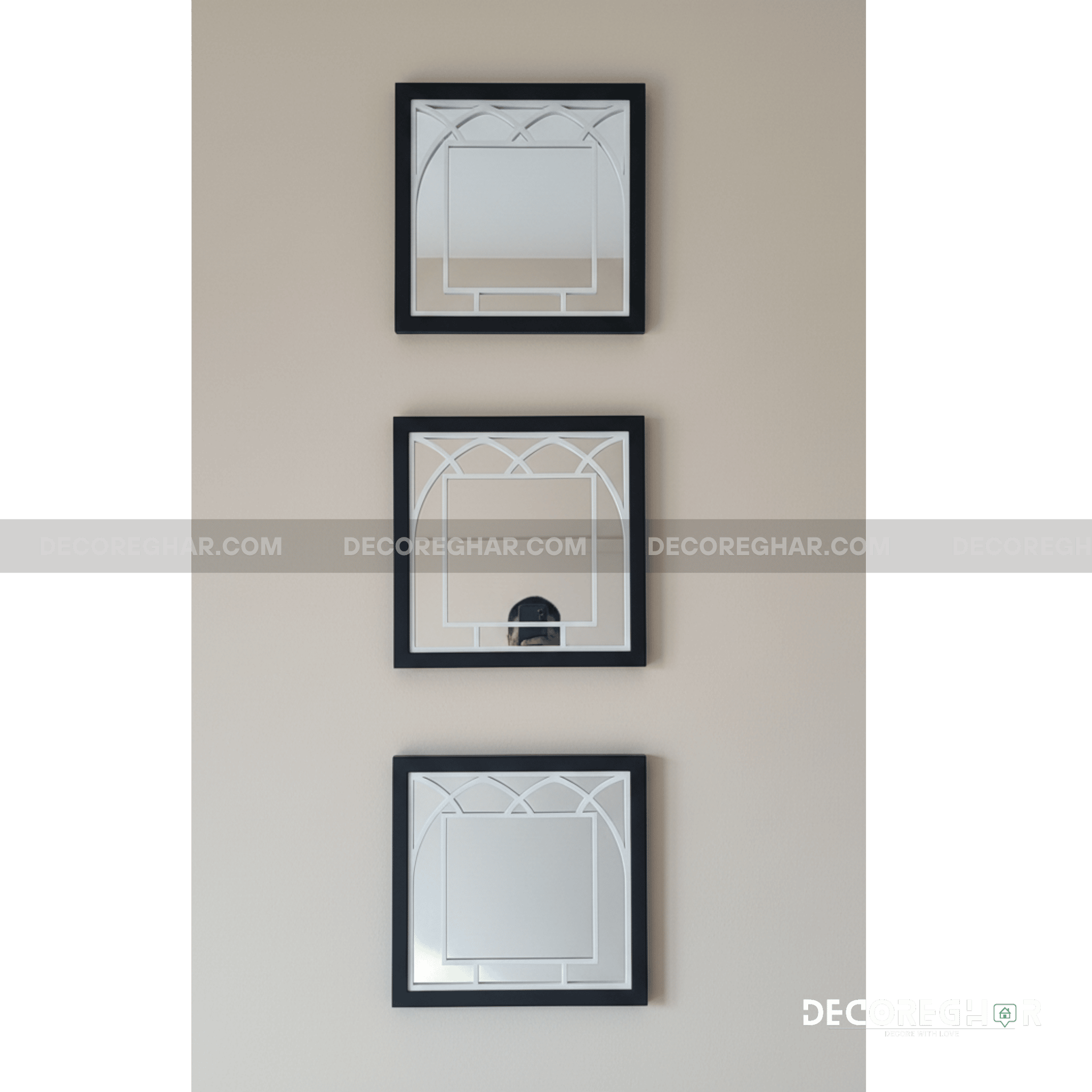 Elegant 3-Piece Square PVC Wall Mirror Set – Decoreghar